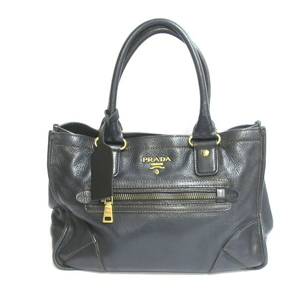 Prada | Bags | Prada Leather Tote Bag Black | Poshmark